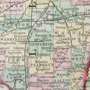 Antique Map of Illinois 1871 Mitchell Illinois Map, Wedding Gift for ...