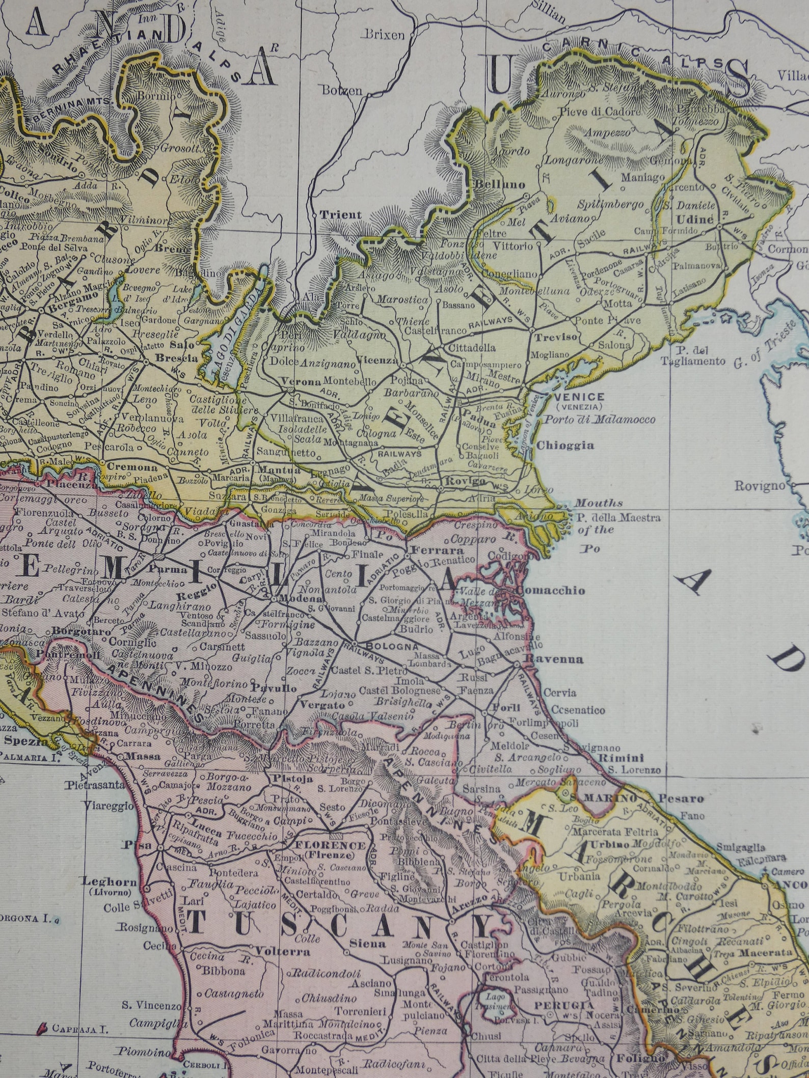 Large Antique Map of Italy 1892 Rand McNally Italy Map | Etsy