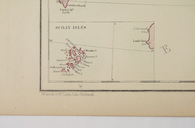 1873 Antique England Map 1873 A C Black Map of Southern England ...