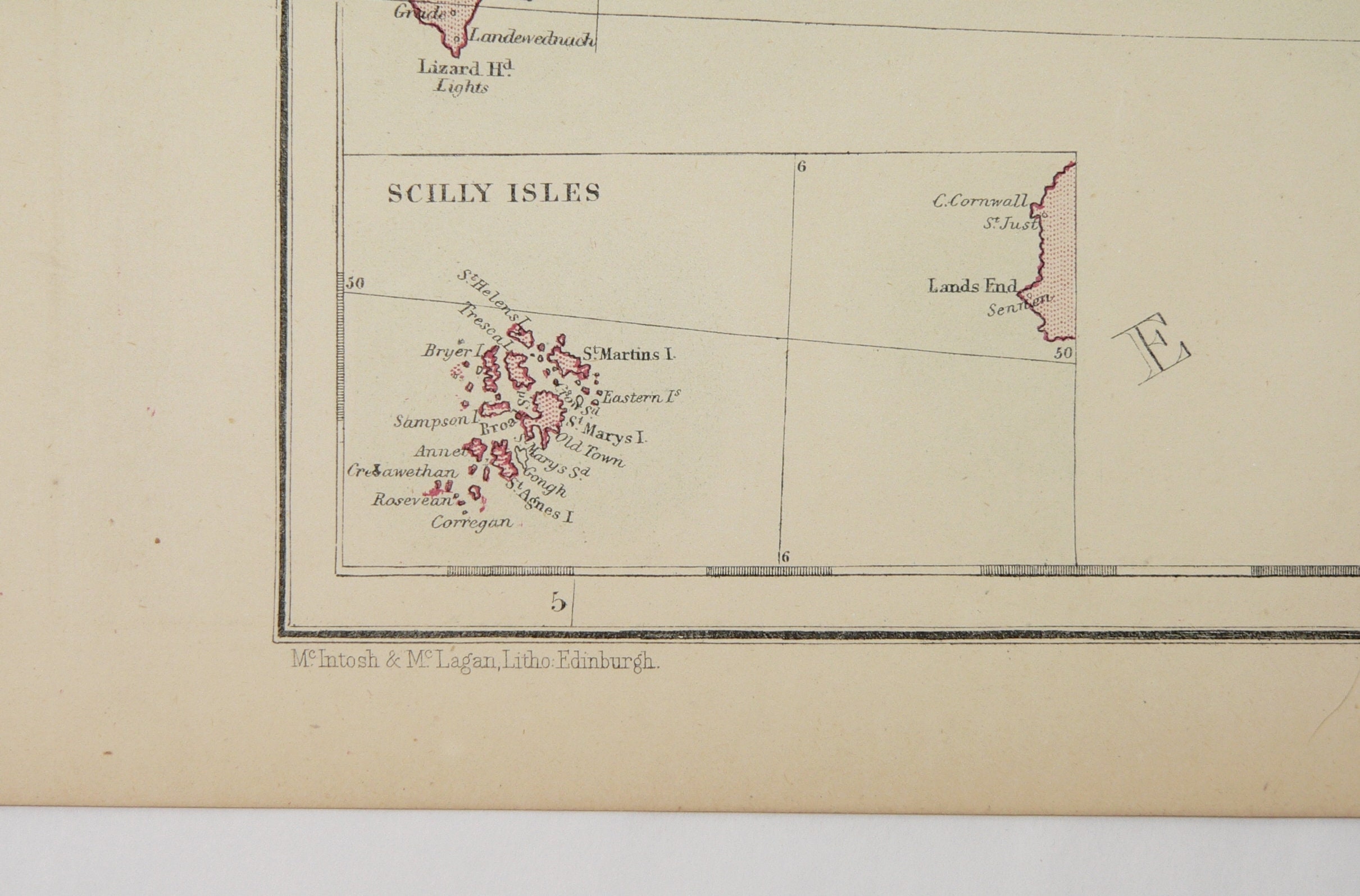 1873 Antique England Map 1873 A C Black Map of Southern England ...