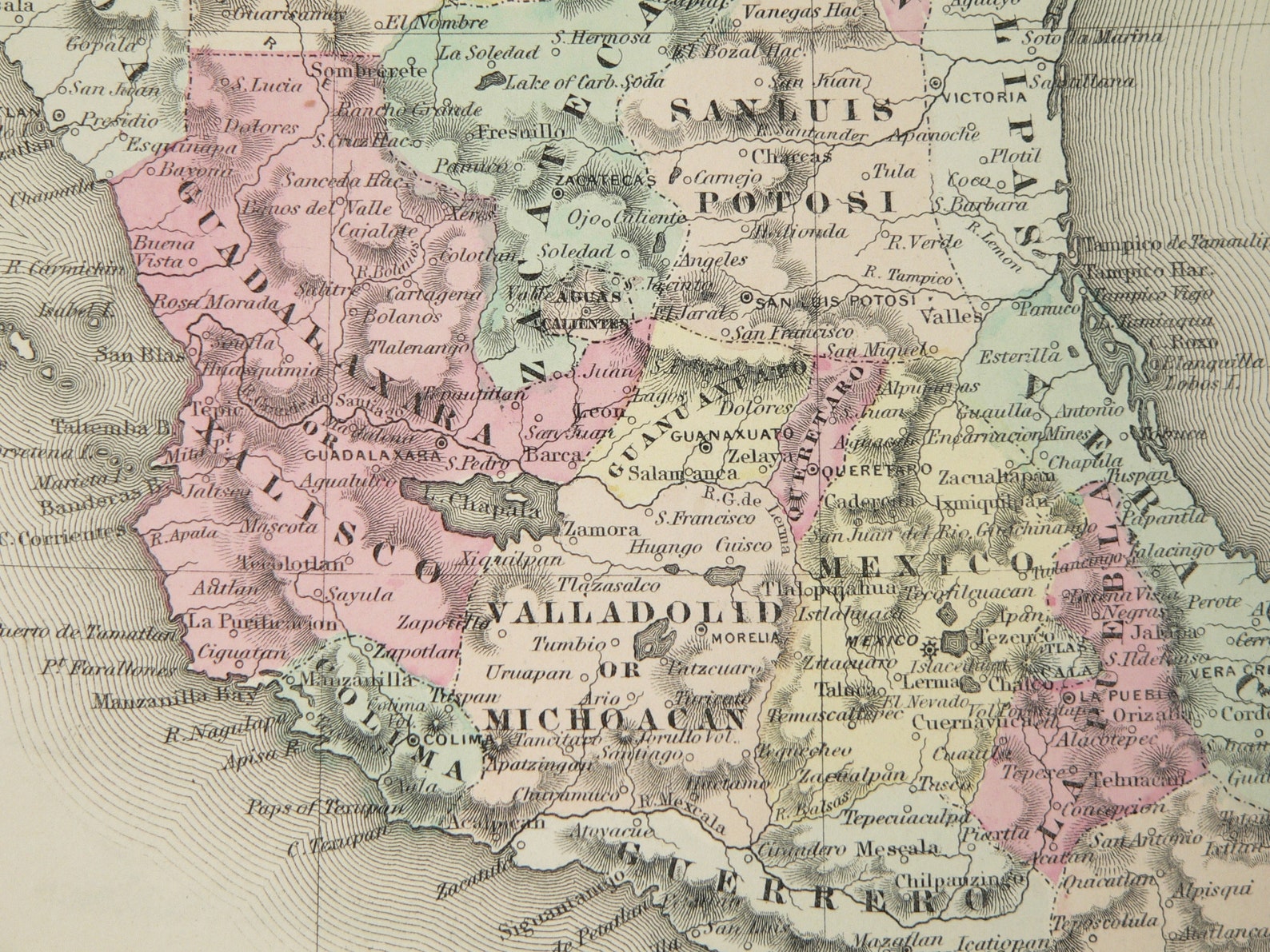 Antique Mexico Map 1856 Colton Map of Mexico Yucatan Belize - Etsy