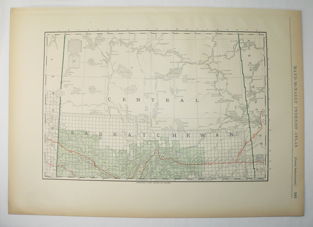 Vintage 1908 Map of Saskatchewan Canada, Original Antique Map ...