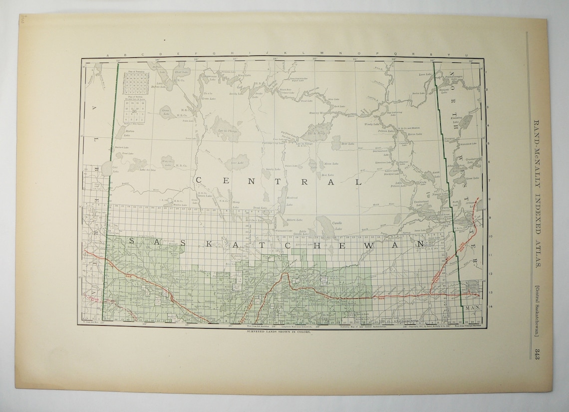 Vintage 1908 Map of Saskatchewan Canada Original Antique Map - Etsy