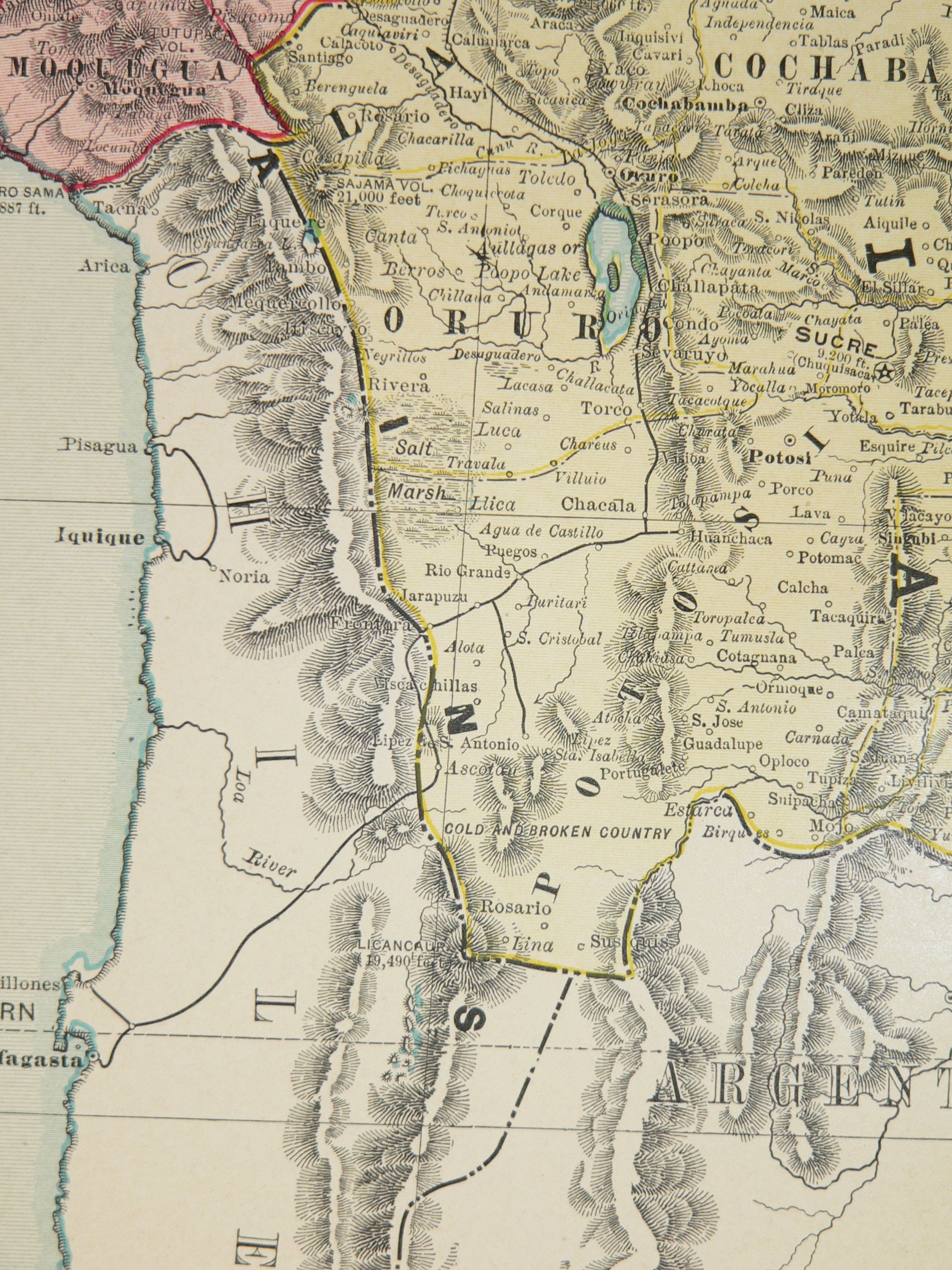 1912 Antique Peru Map, Bolivia Ecuador Map, Rand Mcnally Map, NW South ...