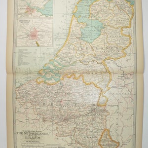 1899 Vintage Map Netherlands, Belgium Map Holland, Northern Europe Map ...