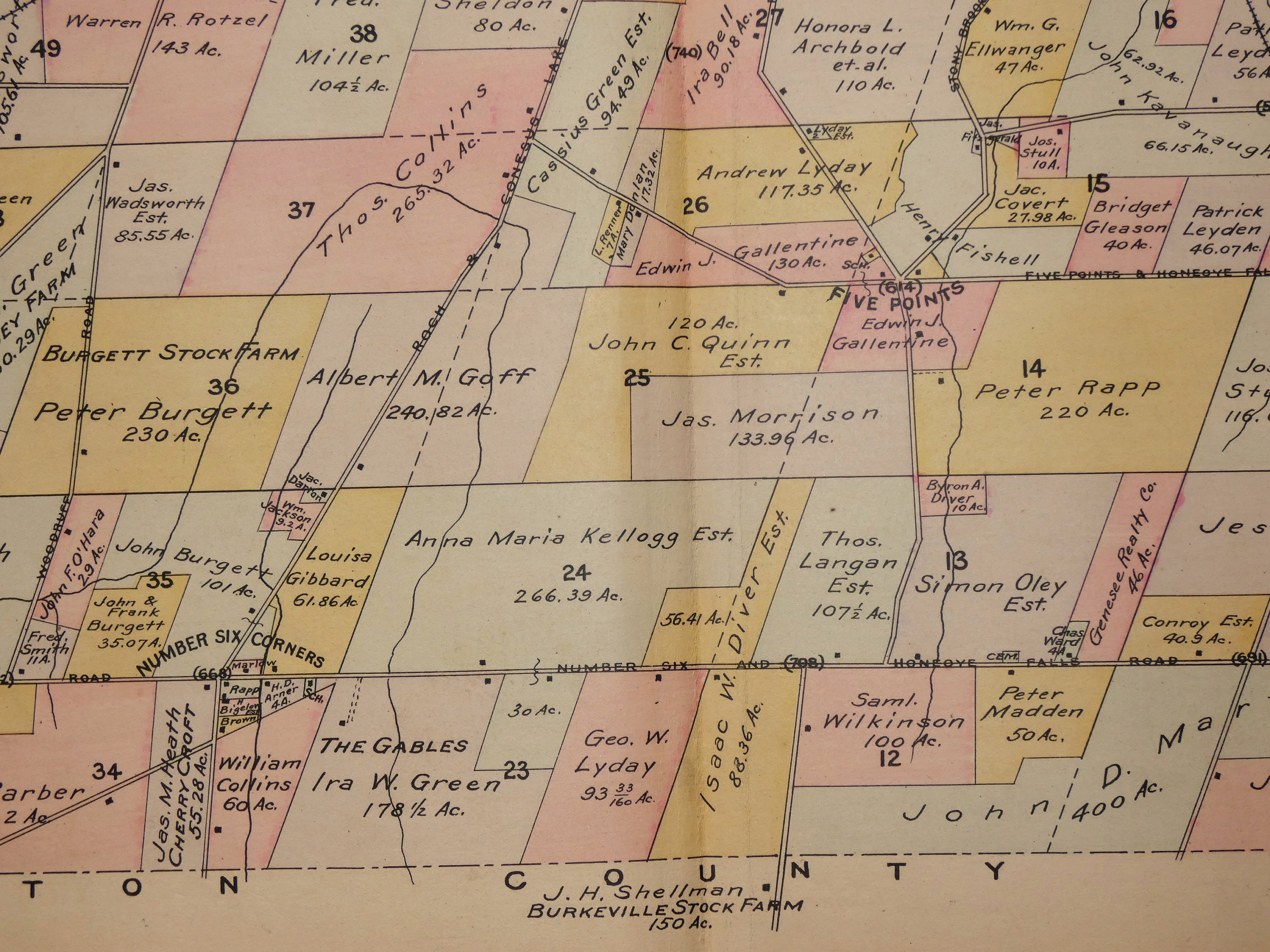 Large Town of Rush NY Antique 1902 Map of Rush New York, Rochester NY ...