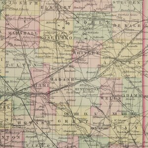 1856 Colton Indiana Map, Original Antique Map of Indiana State, 1st ...