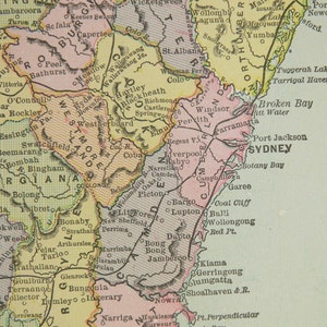 1902 Map New South Wales Australia NSW Map, Vintage Art Map, Gift for ...