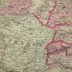 Old World Europe Map, 1867 Johnson Map, Europe Vintage Decor, 1st ...