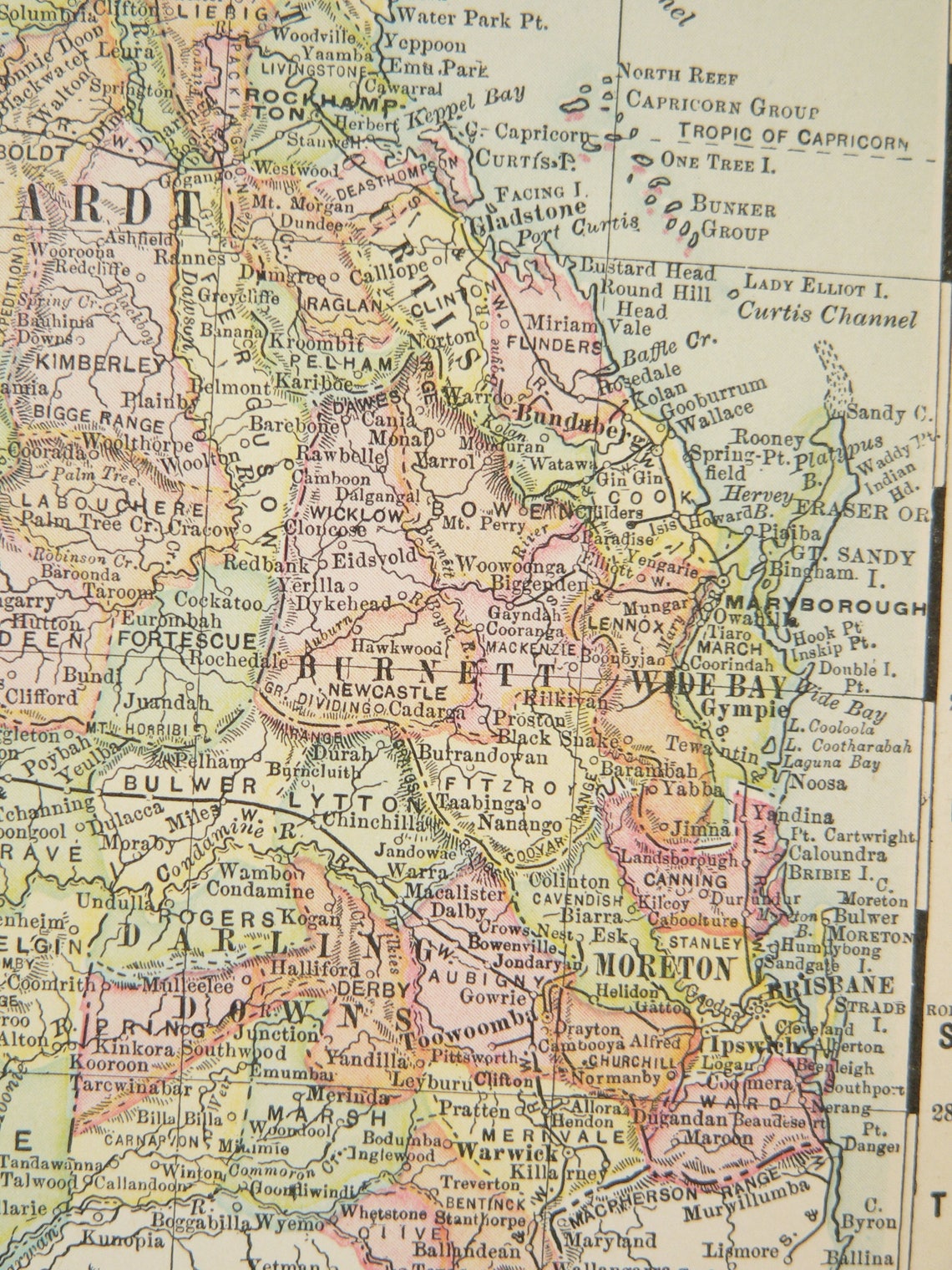 1912 Rand Mcnally Queensland and South Australia Map | Etsy