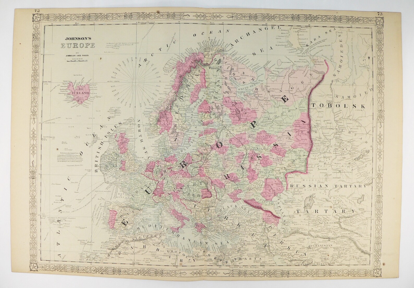 Antique Europe Map Large Vintage Map of Europe 1864 Johnson - Etsy