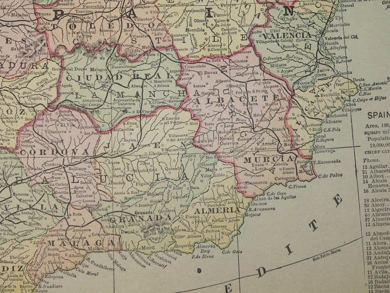 Vintage Map Switzerland Spain Map Portugal 1900 Antique | Etsy