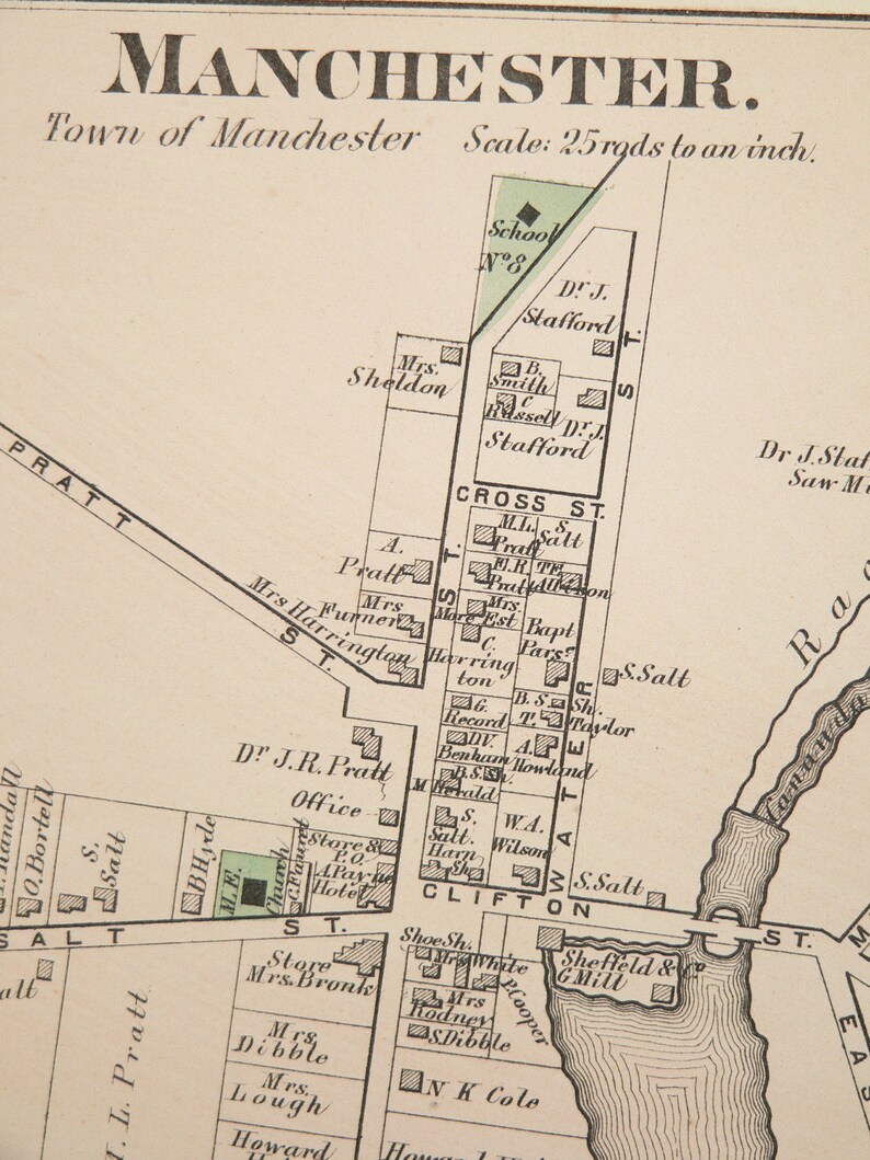 Manchester NY Map 1874 Antique Map Town of Manchester New York - Etsy