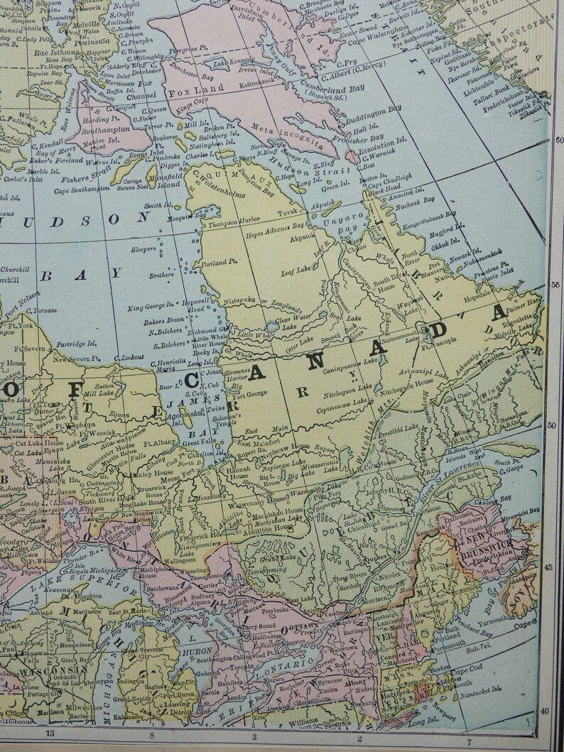 1889 Antique North America Map United States Canada Mexico | Etsy
