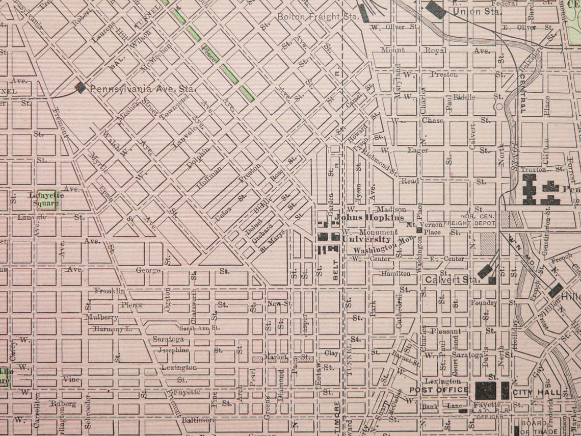 1900 Map of Baltimore With Maryland and Delaware Original | Etsy