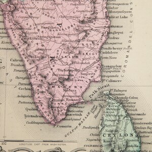 1856 Antique Map India, British India Map Nepal 1856 Colton Map ...