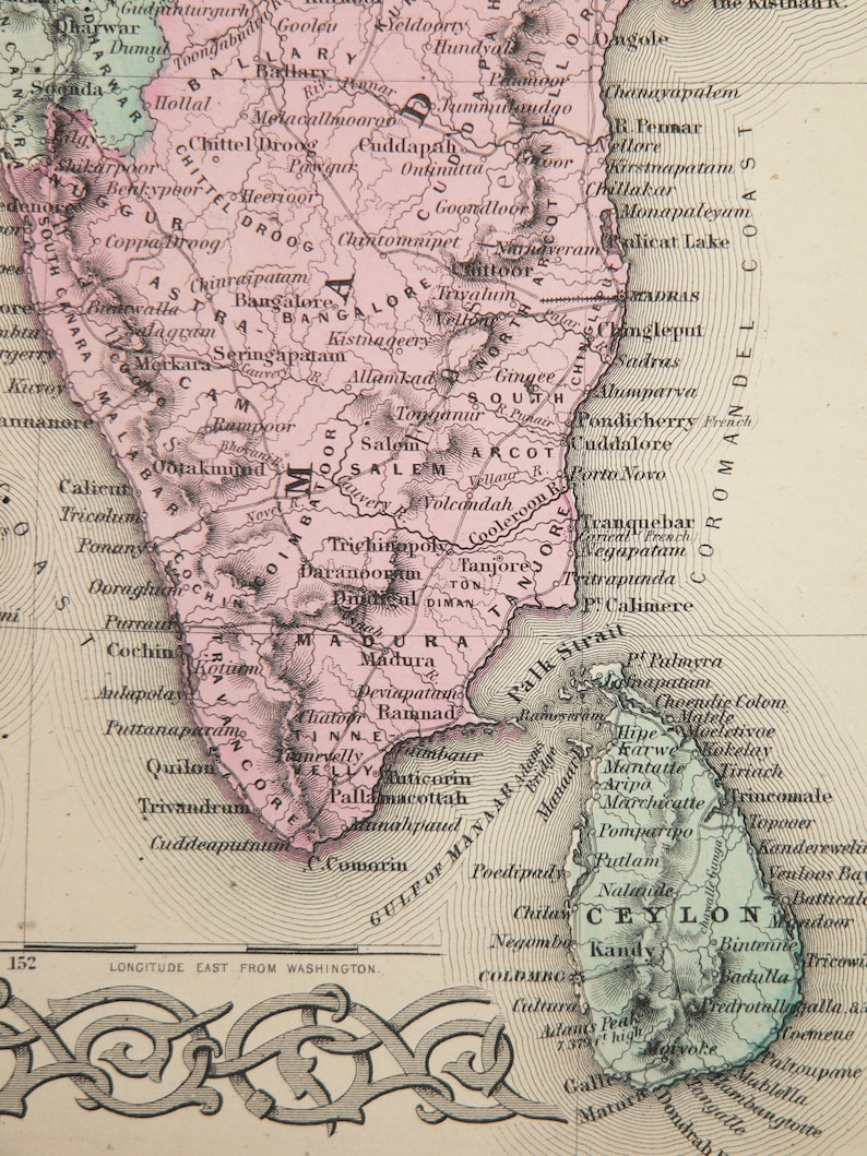 1856 Antique Map India British India Map Nepal 1856 Colton | Etsy