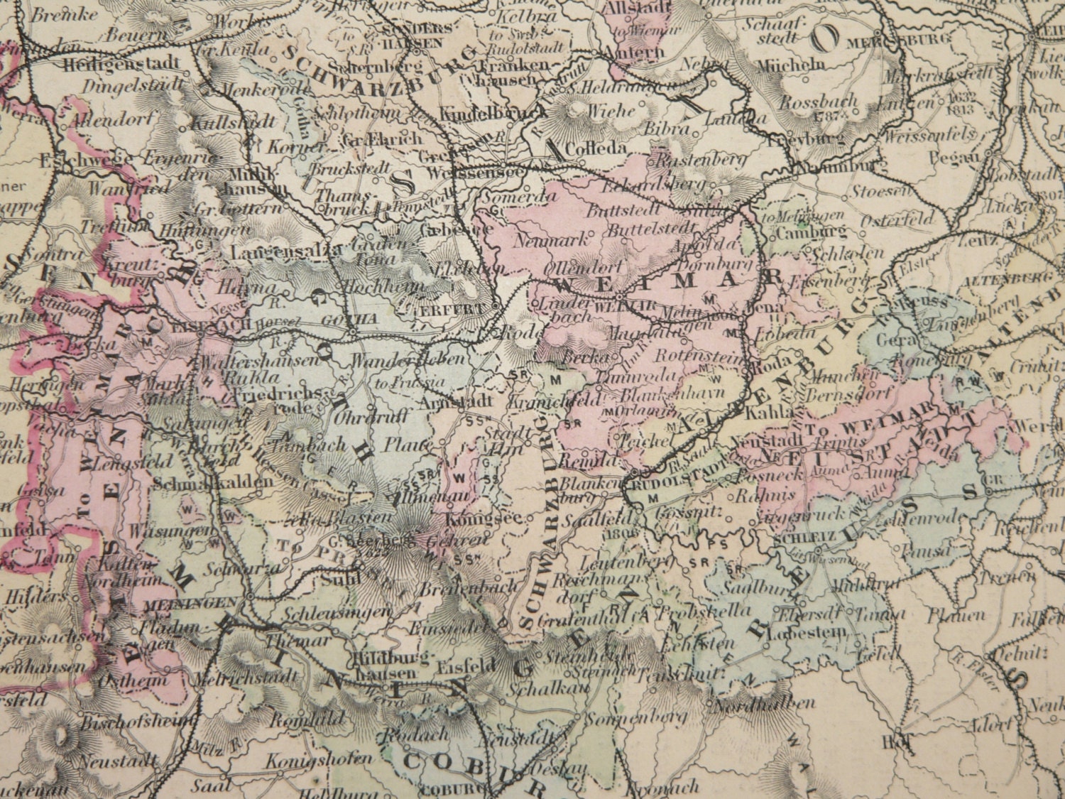 Antique Western Germany Map, 1881 Colton Atlas, Hand-colored - Etsy