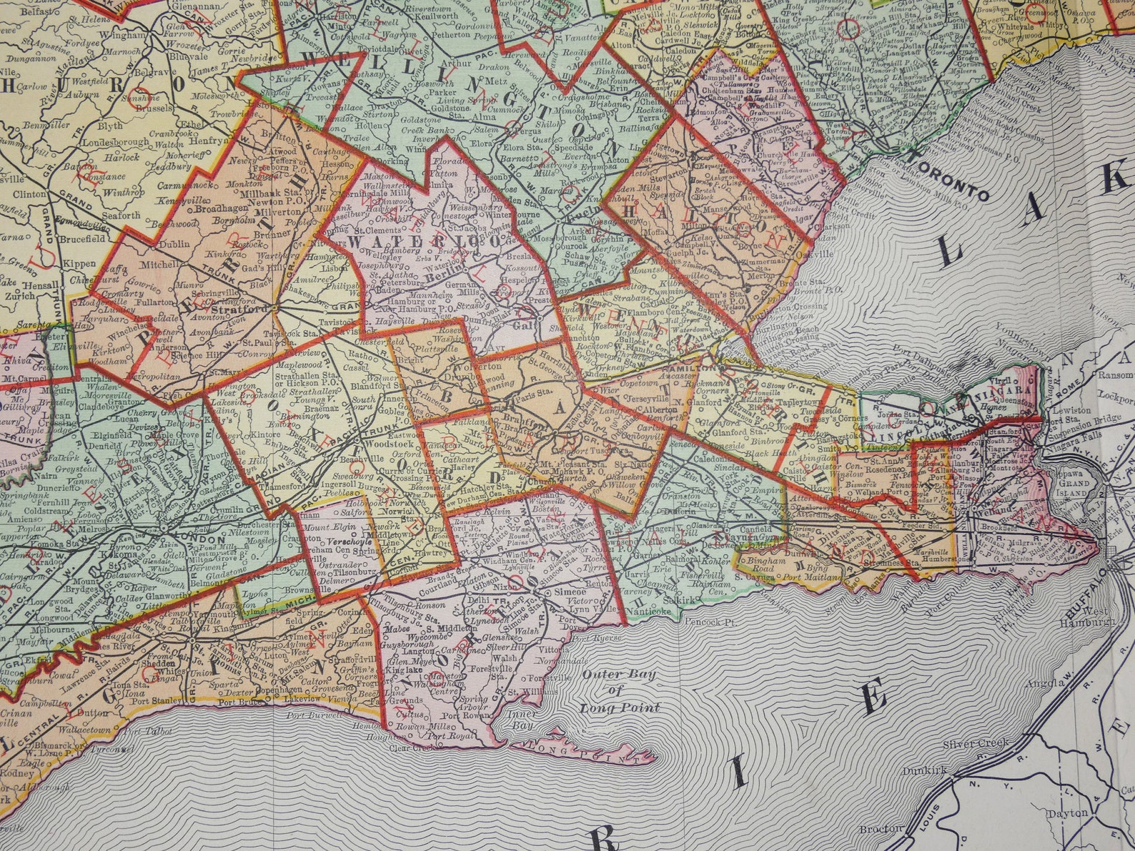 Large Vintage Ontario Canada Map 1892 Large Map of Ontario - Etsy