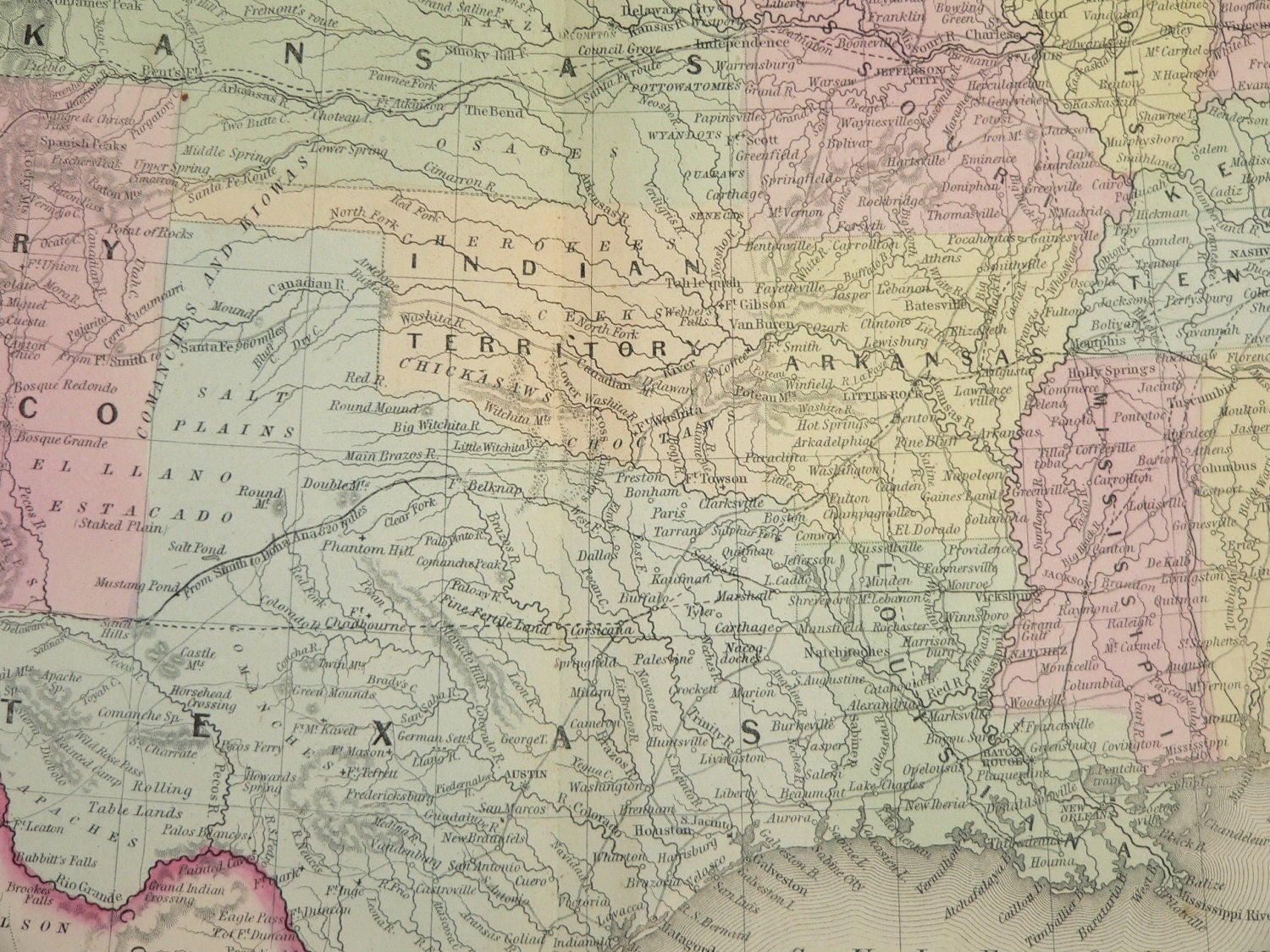 1858 Antique US Map, Mitchell Desilver, Hand-colored Engraving - Etsy