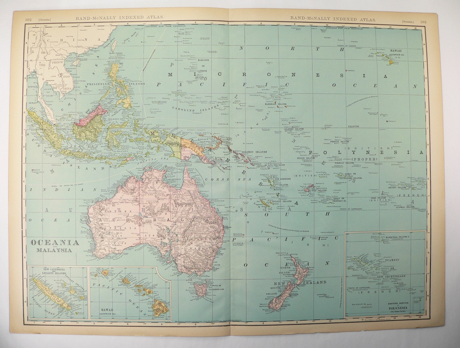 Large Polynesia Map Pacific Ocean Islands Map 1908 Vintage - Etsy
