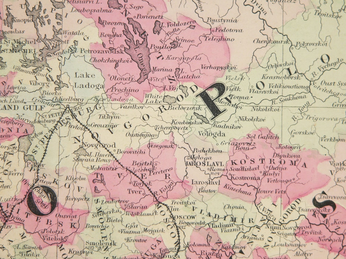 Antique Europe Map Large Vintage Map of Europe 1864 Johnson | Etsy
