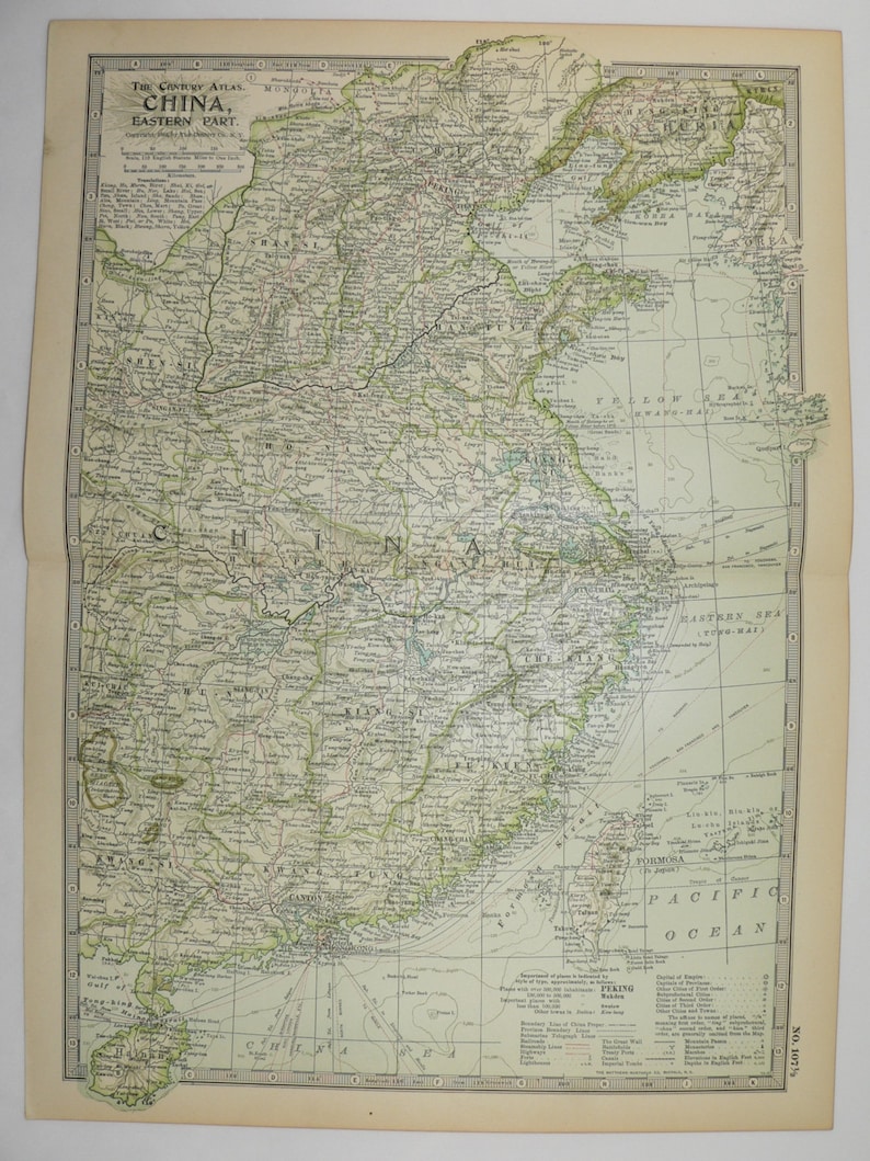 Eastern China Map Formosa Taiwan Map 1902 Vintage Map of China, Gift ...