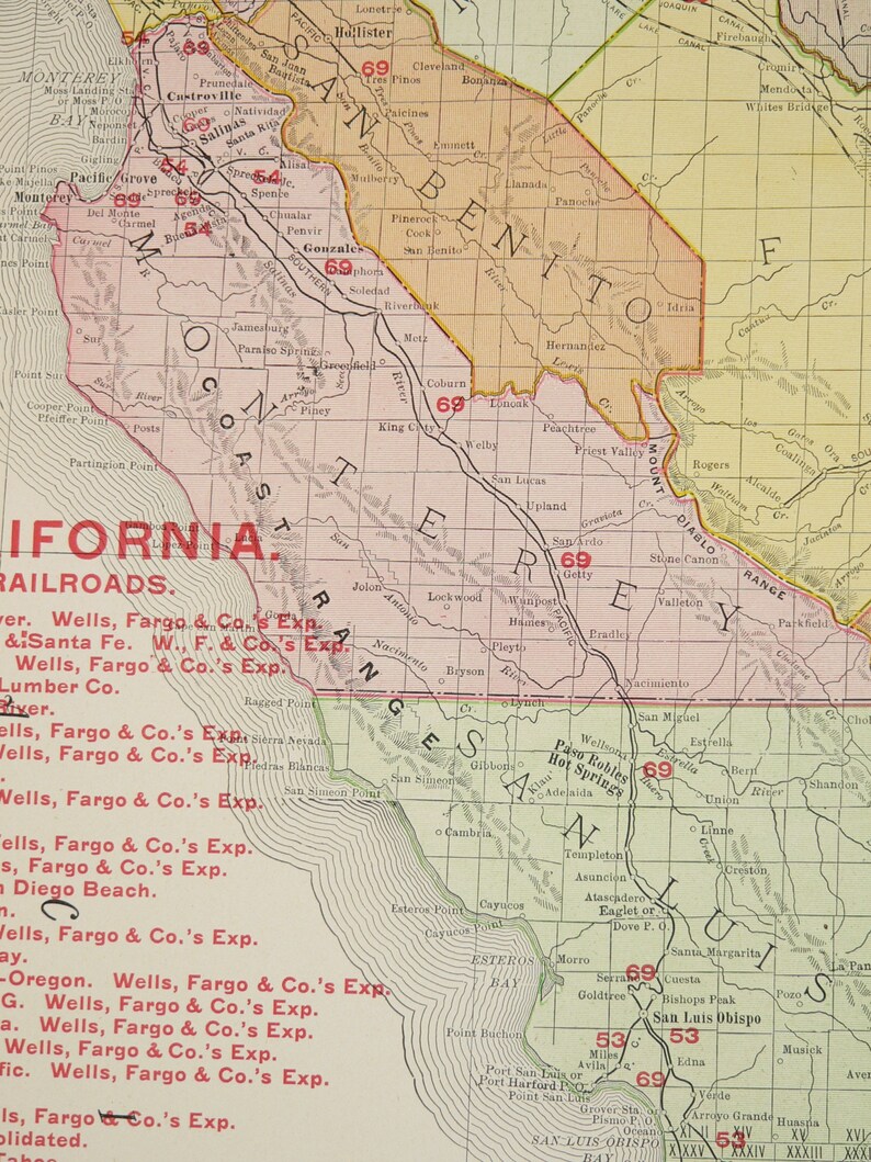 1908 Large Southern California Map Original Vintage Map of - Etsy
