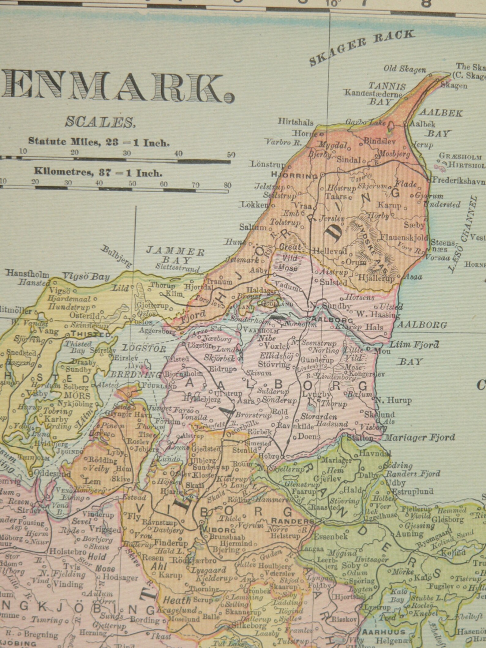 1901 Antique Denmark Map With Iceland, Danish Wall Art - Etsy