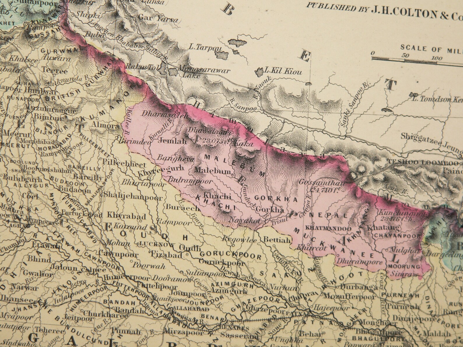 1856 Antique Map India British India Map Nepal 1856 Colton | Etsy