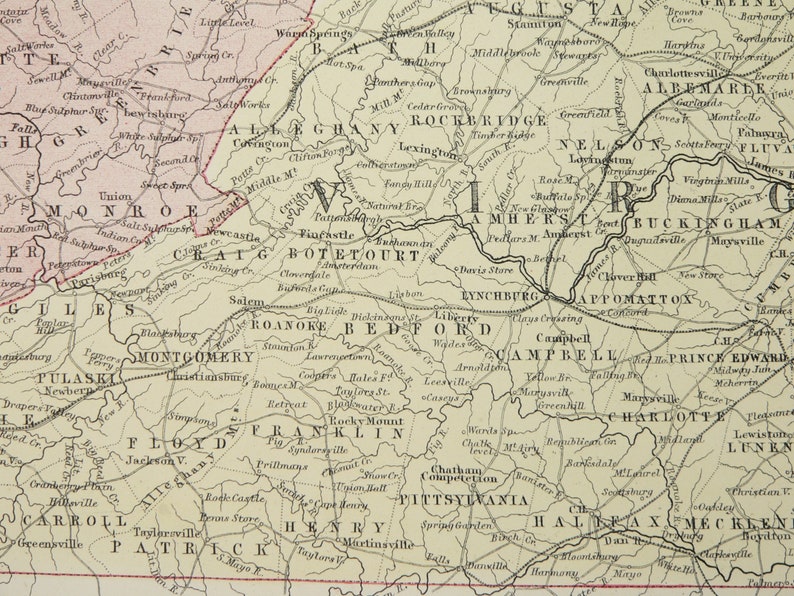 Antique Virginia Map West Virginia Maryland and Delaware 1873 - Etsy