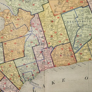 Large Vintage Ontario Canada Map 1908 Antique Map of Ontario, Railroad ...