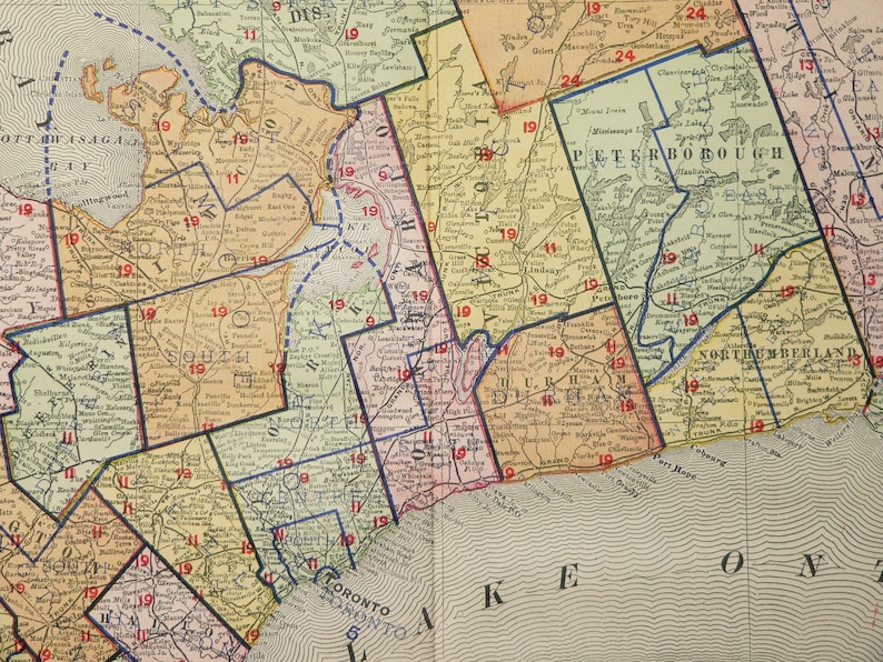 Large Vintage Ontario Canada Map 1908 Antique Map of Ontario - Etsy Canada