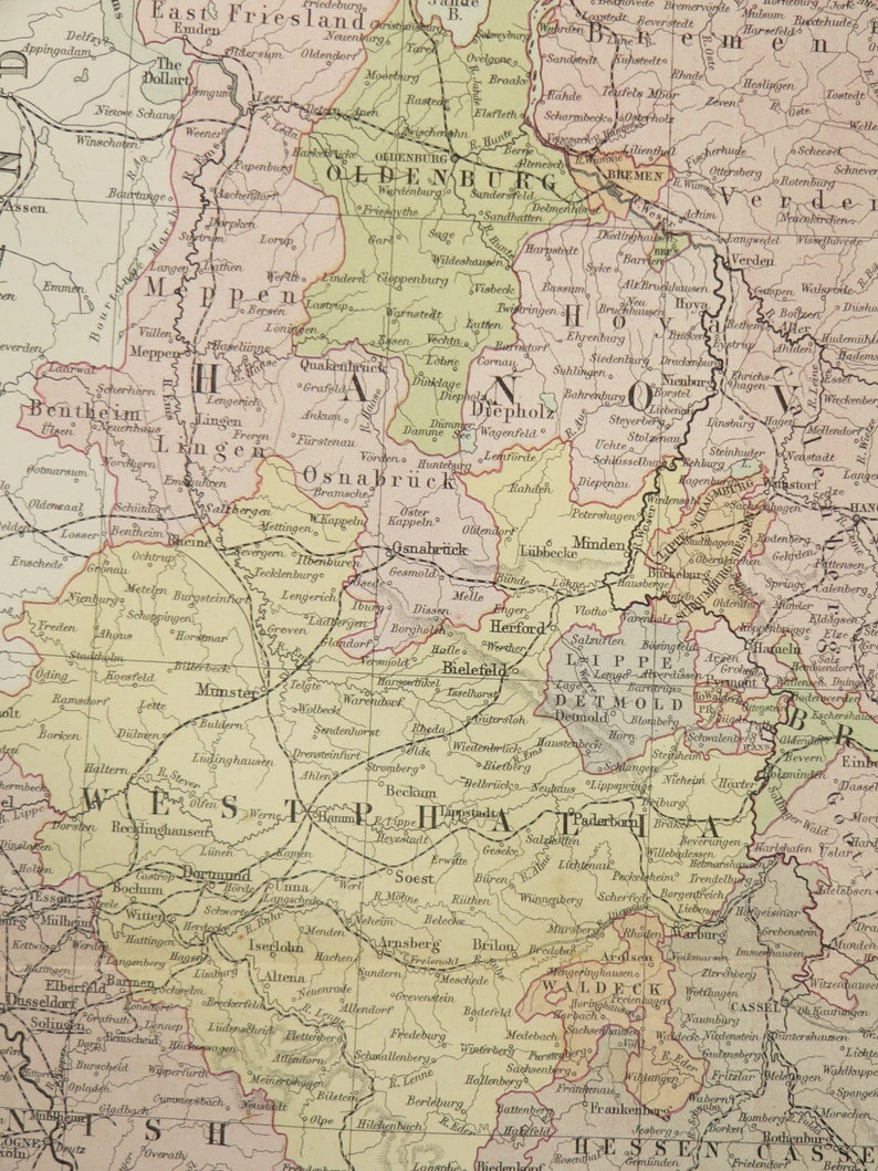 1873 A C Black Germany Map Original Antique Map West Germany - Etsy