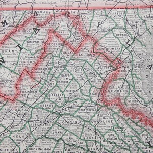 Antique 1884 Map of Tennessee and Kentucky, Virginia and West Virginia ...