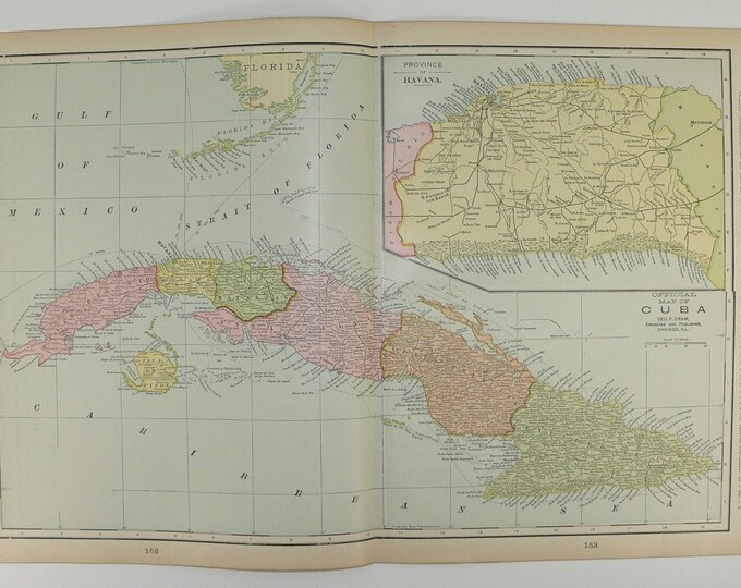 1898 Cuba Map Bahamas Jamaica Map San Domingo Haiti Map West Indies ...