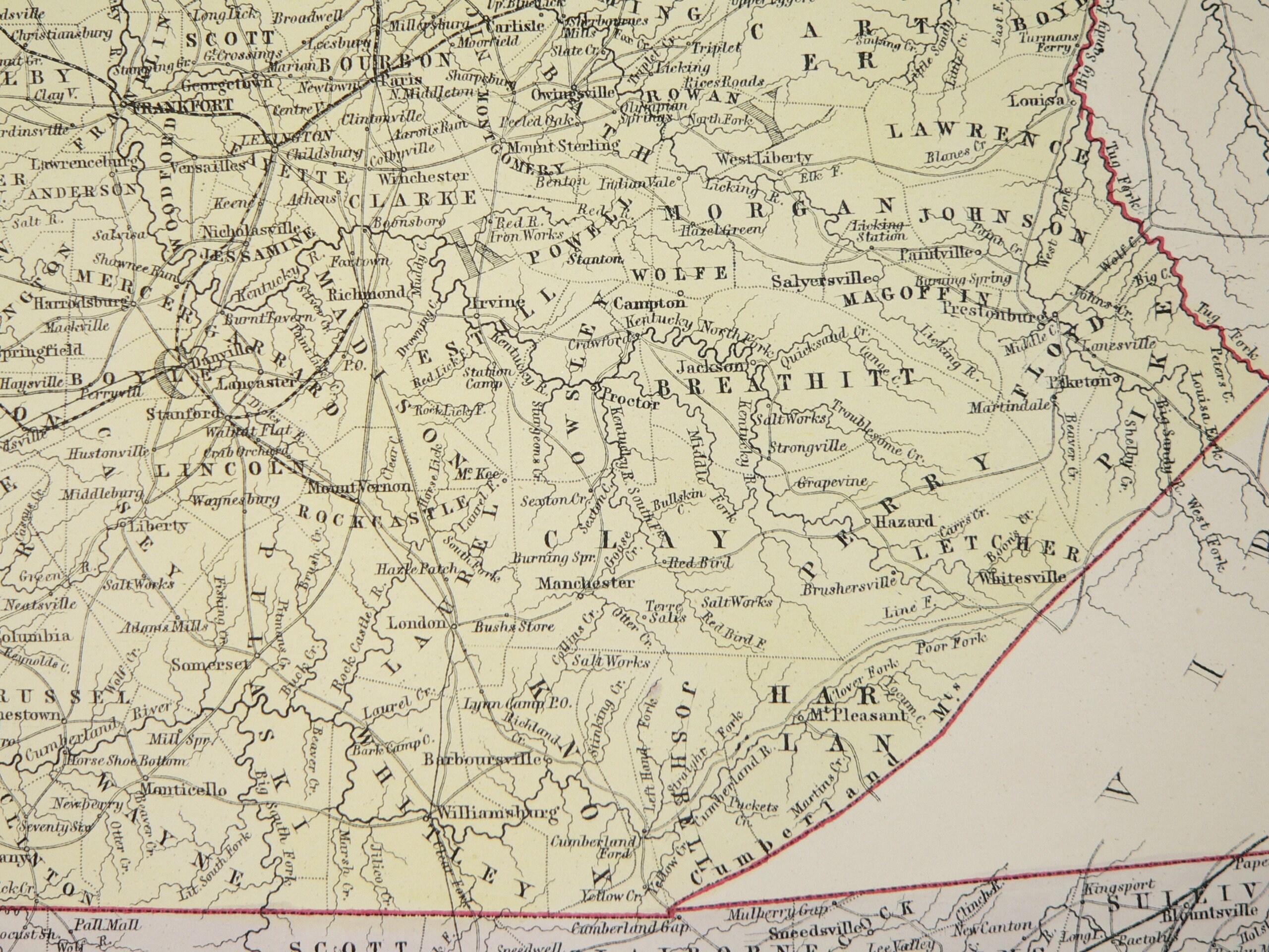 1873 A C Black Map of Tennessee and Kentucky, Original Antique Map to ...