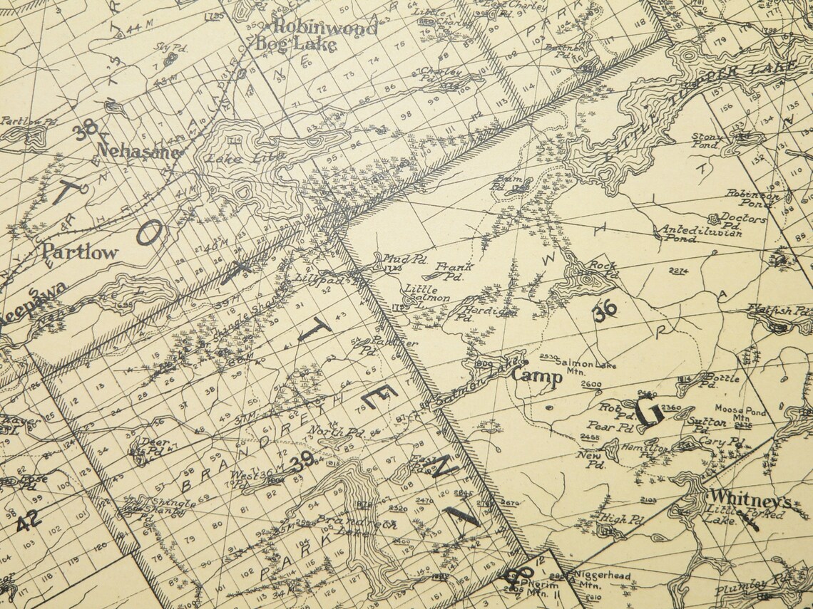 Large Map Hamilton County NY Map New York County Adirondack - Etsy