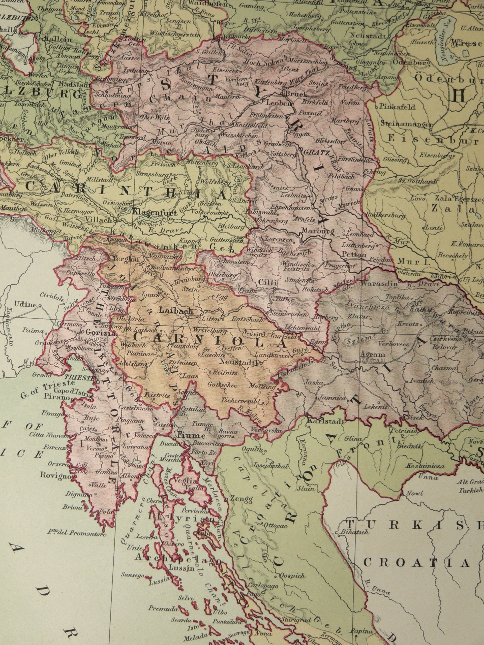 1873 A C Black Map of Austria, Austrian Dominions, Hungary ...