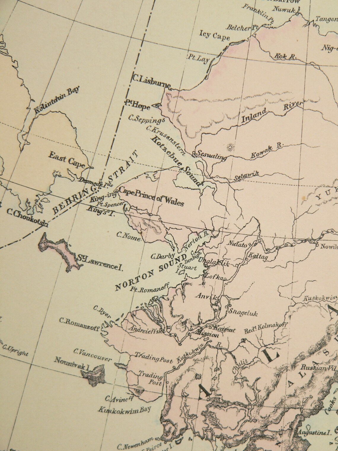Antique Alaska Map, Indian Territory Map 1889 Bradley Map US Territory ...