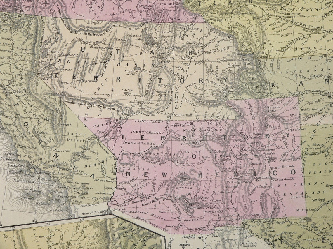 Rare United States Map 1855 Mitchell Desilver Map US Map | Etsy