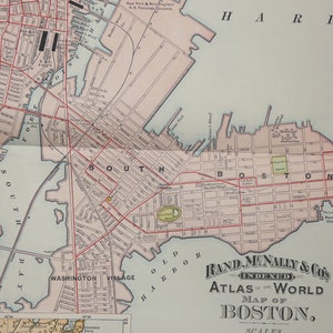 Real 1892 Large Boston Map, Original Antique Map of Boston ...
