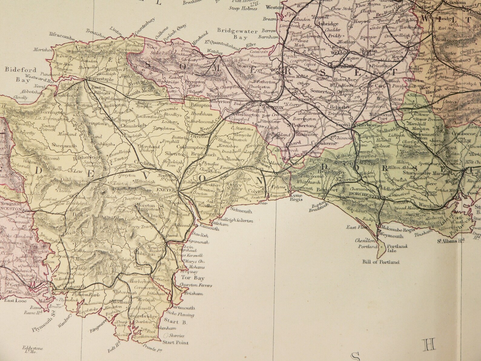 1873 Antique England Map 1873 A C Black Map of Southern England ...