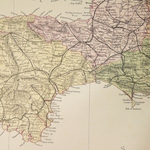 1873 Antique England Map 1873 A C Black Map of Southern England ...