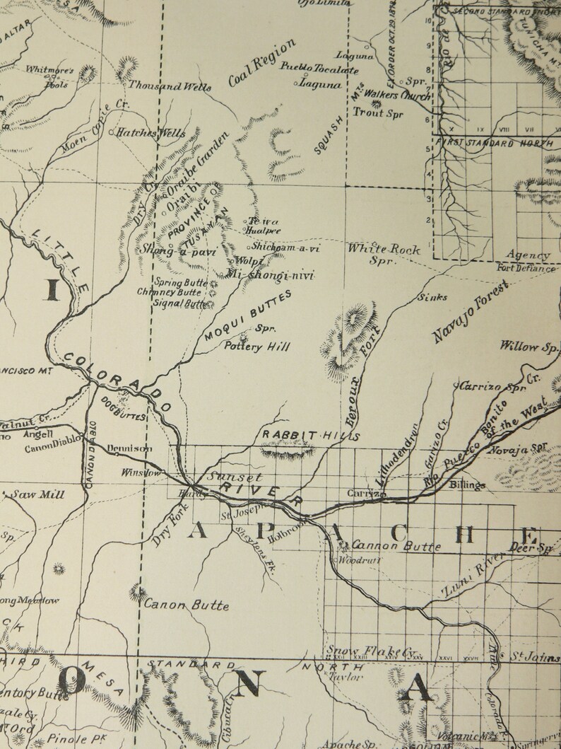 1889 Large Arizona Map New Mexico Map Southwest US State - Etsy