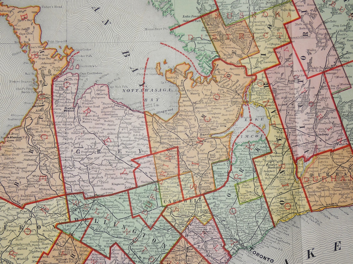 Large Vintage Ontario Canada Map 1892 Large Map of Ontario | Etsy