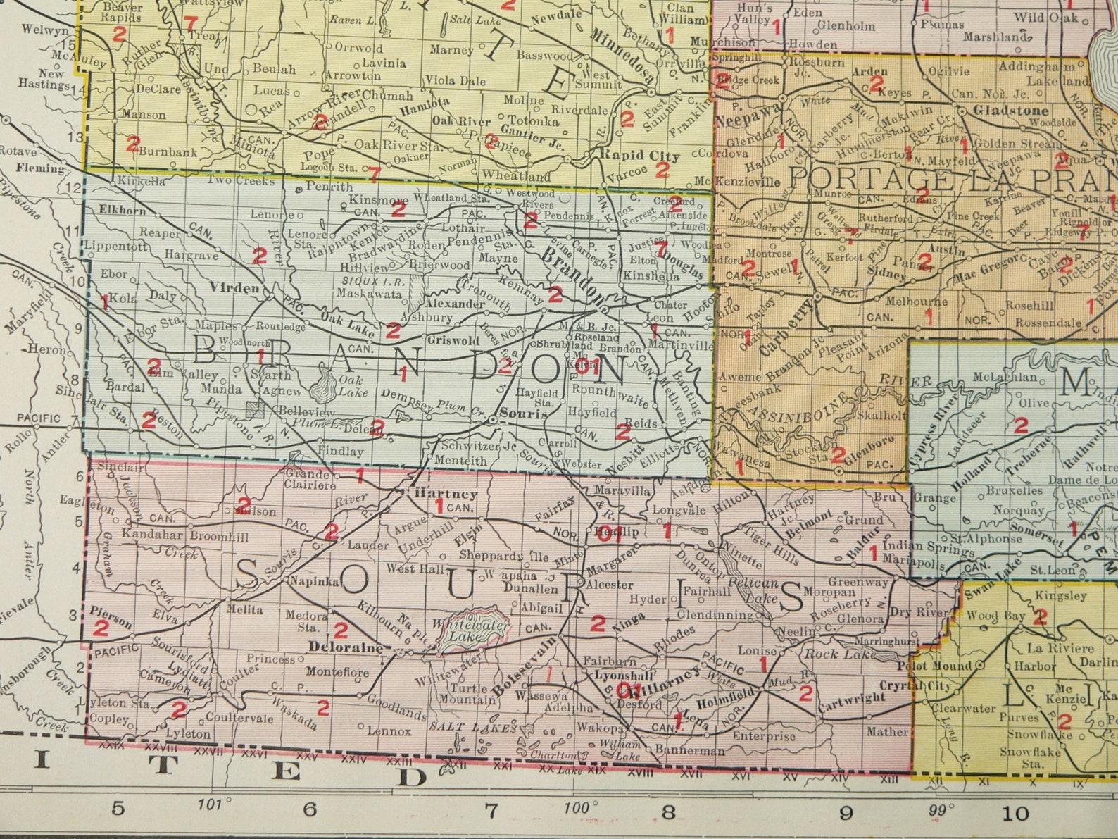 1908 Map of Manitoba Canada, Original Antique Map, Vintage Manitoba Map ...