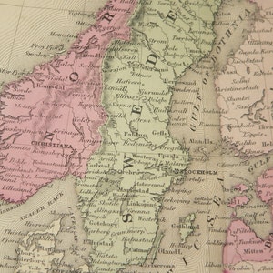 Old World Europe Map, 1867 Johnson Map, Europe Vintage Decor, 1st ...