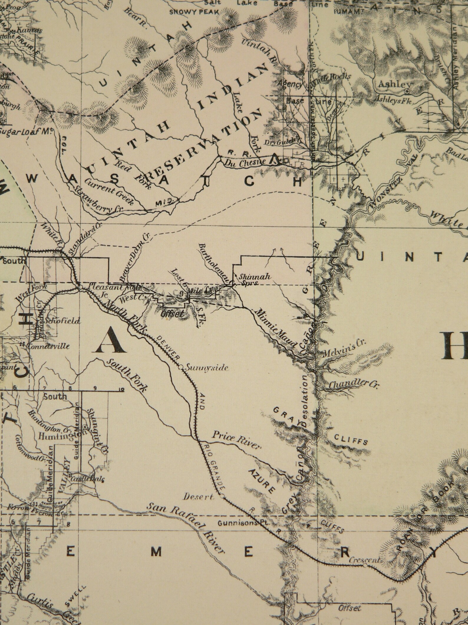 Large Antique Map Utah Nevada Map 1889 Bradley Map | Etsy