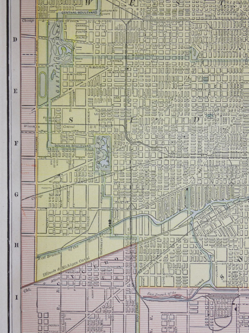 1889 Antique Map of Chicago and St Louis MO Original Vintage - Etsy